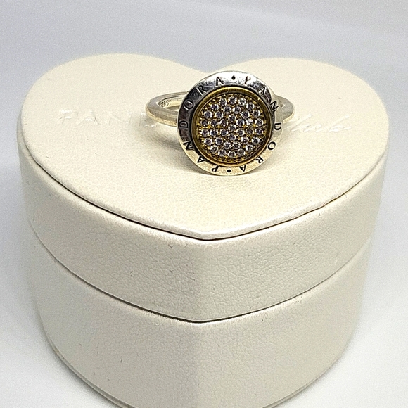 Jewelry | Pandora Ring Silver With Gold Signature | Poshmark